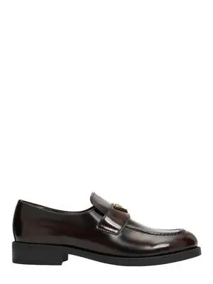 Prada Triangle Logo Spazzolato Leather Loafers - Bruciato