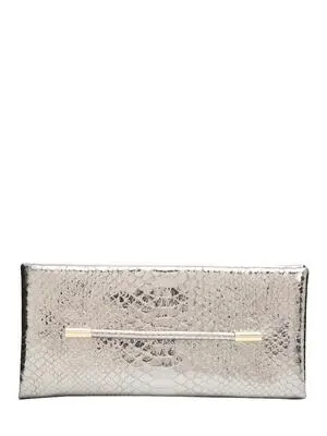 TOM FORD Ava Snake-embossed Printed Leather Clutch - Silver