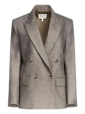TWP Harper Double-breasted Herringbone Blazer - Tea Multi