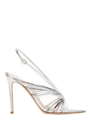 GIANVITO ROSSI 105mm Metallic Leather Slingback Sandals - Silver
