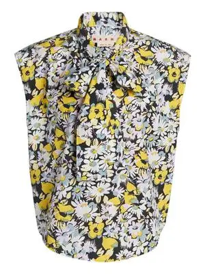 Marni Floral Tie-neck Blouse - Maize