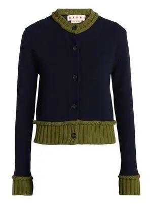 Marni Wool-blend Contrast-trim Cardigan - Midnight