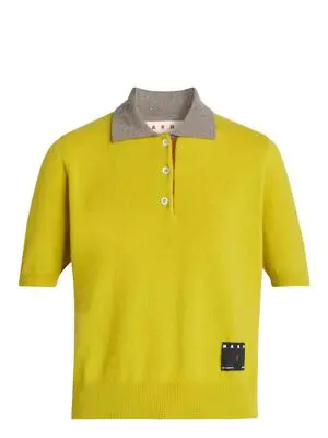 Marni Cashmere Short-sleeve Polo Sweater - Lemon/yellow