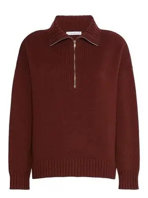 Max Mara Quarter-zip Cashmere Sweater - Rust