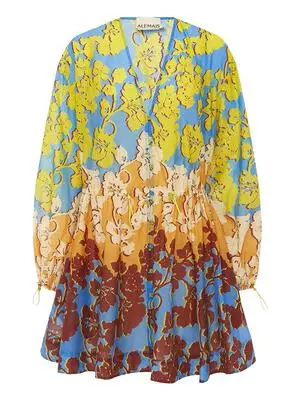ALEMAIS Splice Cotton-silk Mini Dress