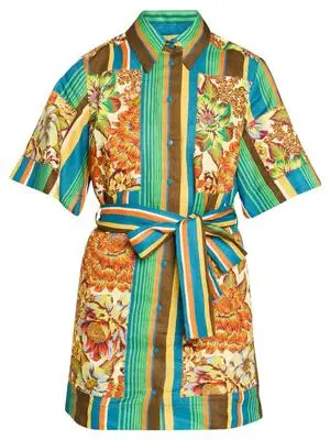 ALEMAIS Charlie Belted Linen Mini Dress - Multi