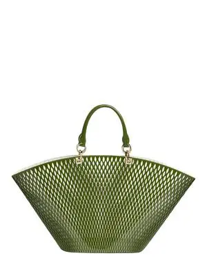 TOM FORD Cut Out Patent Leather Large Tote Bag - Chive