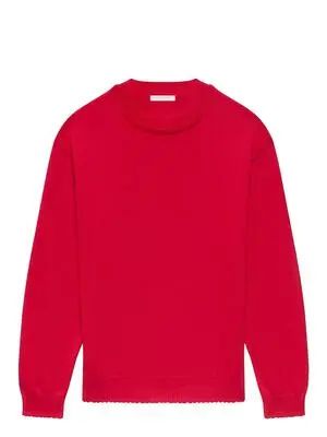 Helmut Lang Cotton Lettuce-trim Crewneck Sweater - Red