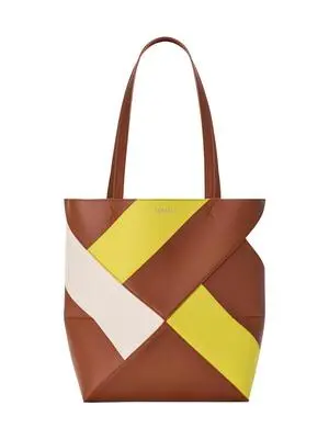 LOEWE Puzzle Fold Geometric Colorblock Leather Tote Bag