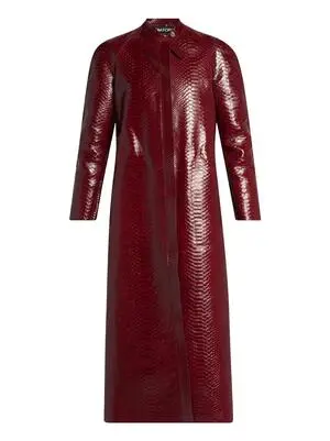 TOM FORD Snake-embossed Leather Long Coat - Ruby Red