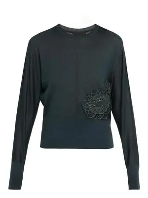 Akris 3d Woven Appliqué Cashmere-silk Dolman-sleeve Sweater Verdone