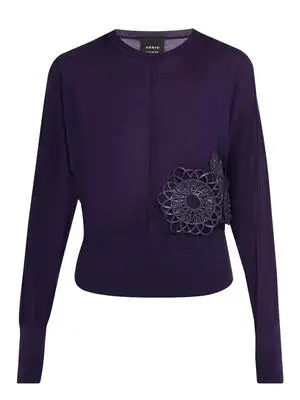 Akris 3d Woven Appliqué Cashmere-silk Dolman-sleeve Sweater Viola