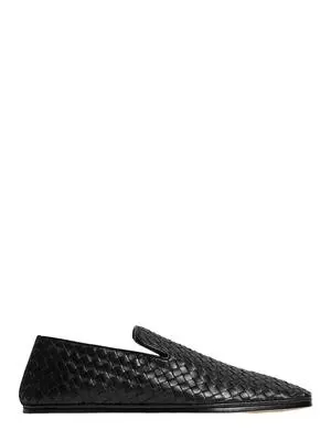 Bottega Veneta Palazzo Intrecciato Leather Square-toe Slippers - Black
