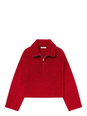 FRAME The Half-zip Marled Knit Sweater