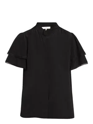 FRAME Arcadia Silk Short-sleeve Top - Black