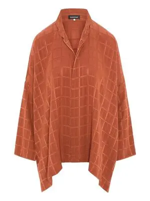 Eskandar Jacquard Silk Satin Shirt Rust