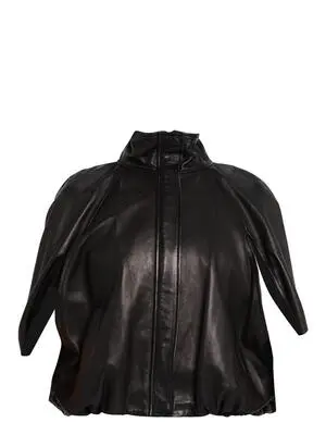 Simkhai Jada Nappa Leather Cape Jacket - Black