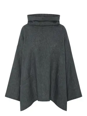 Eskandar Heavyweight Delave Linen Angle-to-front Monks Top Long Length - Petrol