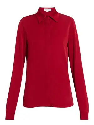 Michael Kors Point Collar Satin Shirt - Ruby