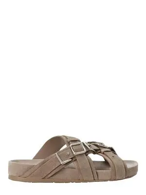 Loewe Type Fussbett Suede Slide Sandals - Hazelnut