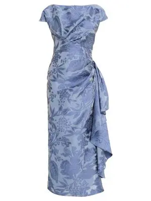 Lela Rose Floral Fil Coupe Florence Dress - Bluebell