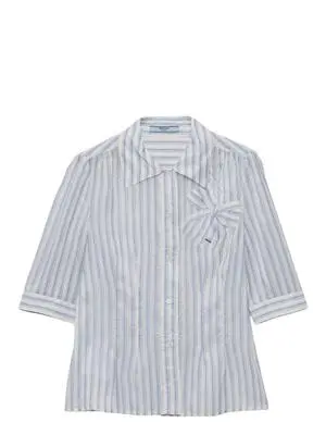 Prada Striped Cupro Short-sleeve Shirt - Azzure