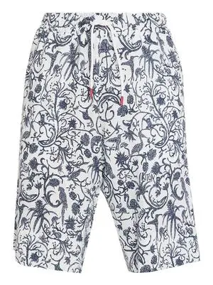Kiton Printed Linen Drawstring Shorts - Multicolor