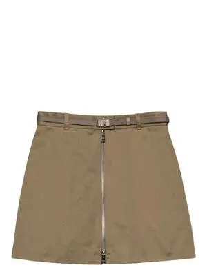 PRADA Belted Cotton-blend Mini Skirt