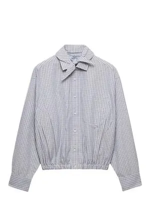 Prada Plaid Cotton Bow-collar Shirt - Sable