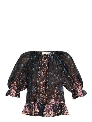 Ulla Johnson Elise Short-sleeve Silk Blouse - Eclipse