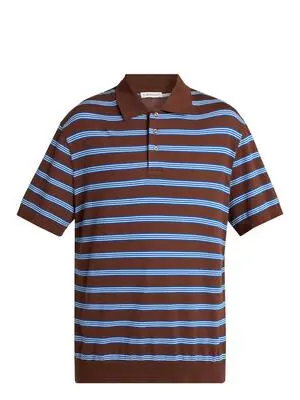 MONCLER Cotton Knit Triple-stripe Polo Shirt