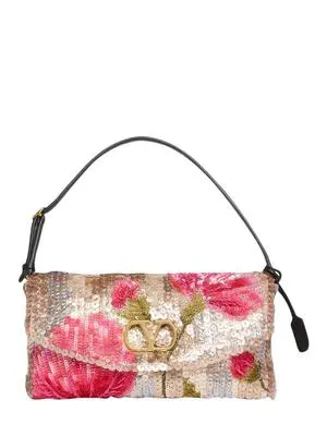 Valentino Garavani Devain Floral Sequin Silk Satin Top-handle Bag - Multicolor