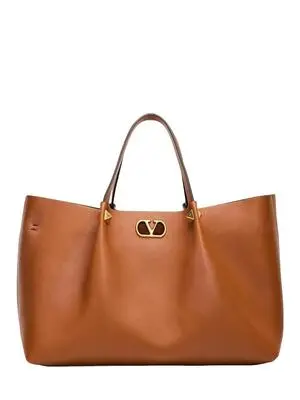 Valentino Garavani Large Soft Leather Shopping Bag - Light Hazel