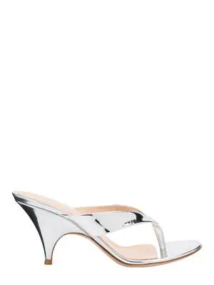 GIANVITO ROSSI 70mm Metallic Leather Thong Sandals - Silver