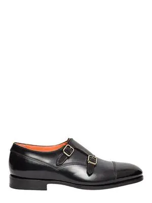 SANTONI Gentile Double-monk Strap Leather Loafers