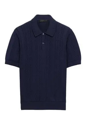 PRADA Coton Pointelle Knit Polo Shirt