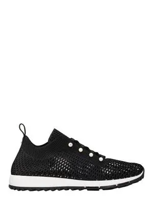 JIMMY CHOO Veles Imitation Pearl-embellished Knit Sneakers - Black