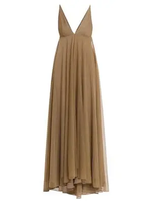 RONNY KOBO Chrissina Plunging Tulle Gown