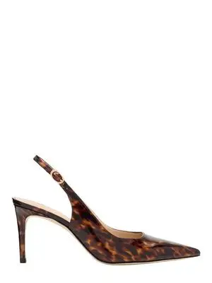 STUART WEITZMAN 75mm Power Tortoiseshell Patent Leather Slingback Pumps - Tortoise