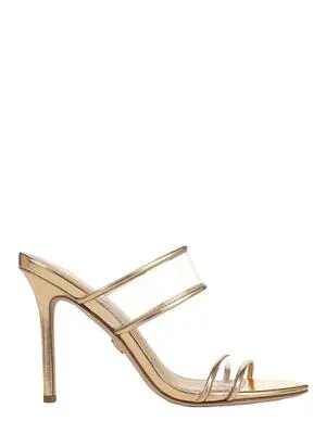 Veronica Beard 95mm Asha Metallic Leather Piping Jelly Sandals - Clear/gold