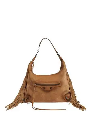 Balenciaga Le City Medium Fringed Suede Hobo Bag - Camel