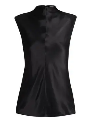 FFORME Rhea Sleeveless Hammered Satin Top - Black