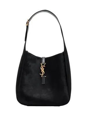 Saint Laurent Le 5 A 7 Small Shoulder Bag In Trimmed Calf Hair Nero