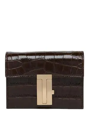 TOM FORD Mia Croc-embossed Leather Crossbody Card Holder