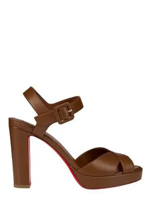 CHRISTIAN LOUBOUTIN 100mm Cora Leather Sandals - Cuoio
