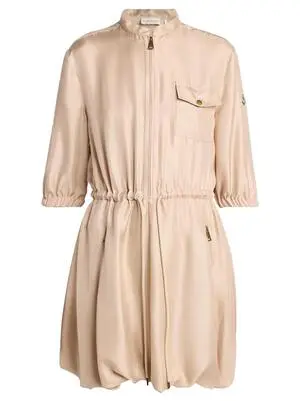 Moncler Silk Twill Mini Shirtdress - Rust