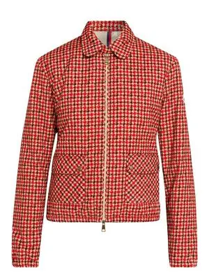 Moncler Lanset Packable Short Down Shirt Jacket - Check Print
