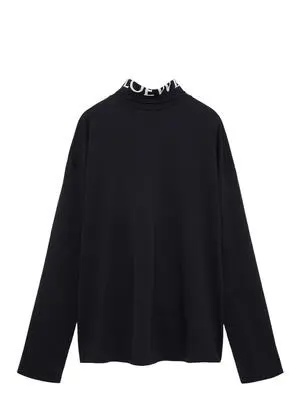 Loewe Stretch Cotton Logo Turtleneck Sweater - Black