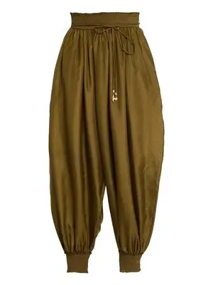 Zimmermann Mahon Silk Harem Pants - Olive