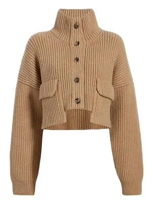 Khaite Eita Ribbed Cashmere Cardigan Biscotti